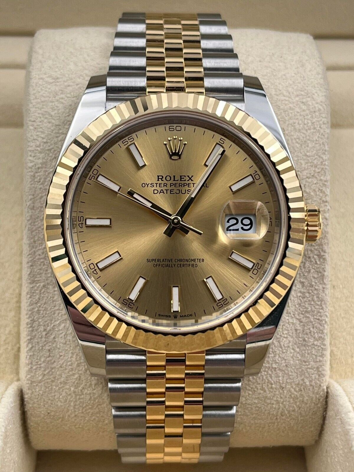 Rolex Datejust 41mm Fluted Champagne Dial Two Tone Jubilee Bracelet 12 ...