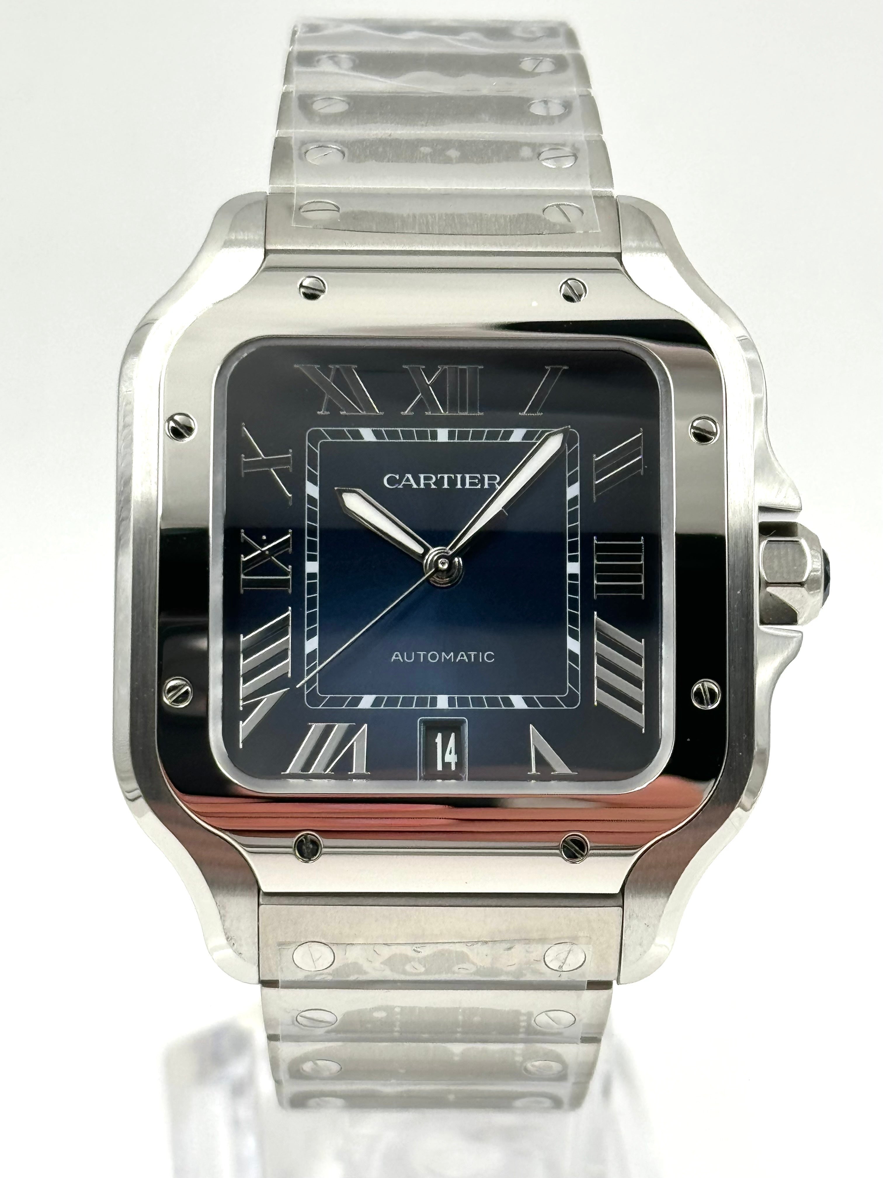 Cartier Santos De Cartier 39.8mm Blue Dial Large Size WSSA0071 Unworn ...
